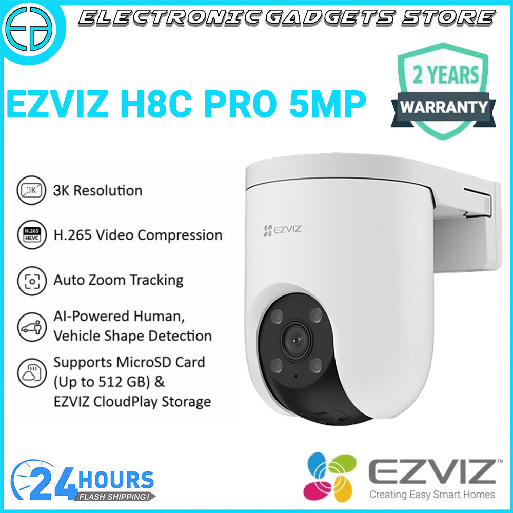 Ezviz H8C Pro 5MP 3K Pan/Tilt Weatherproof Motion Detection Two Way ...