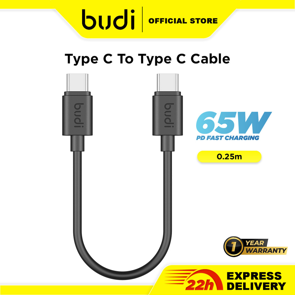 Budi Type C To Type C Short Cable 65W PD Fast Charging Usb Data Cable ...