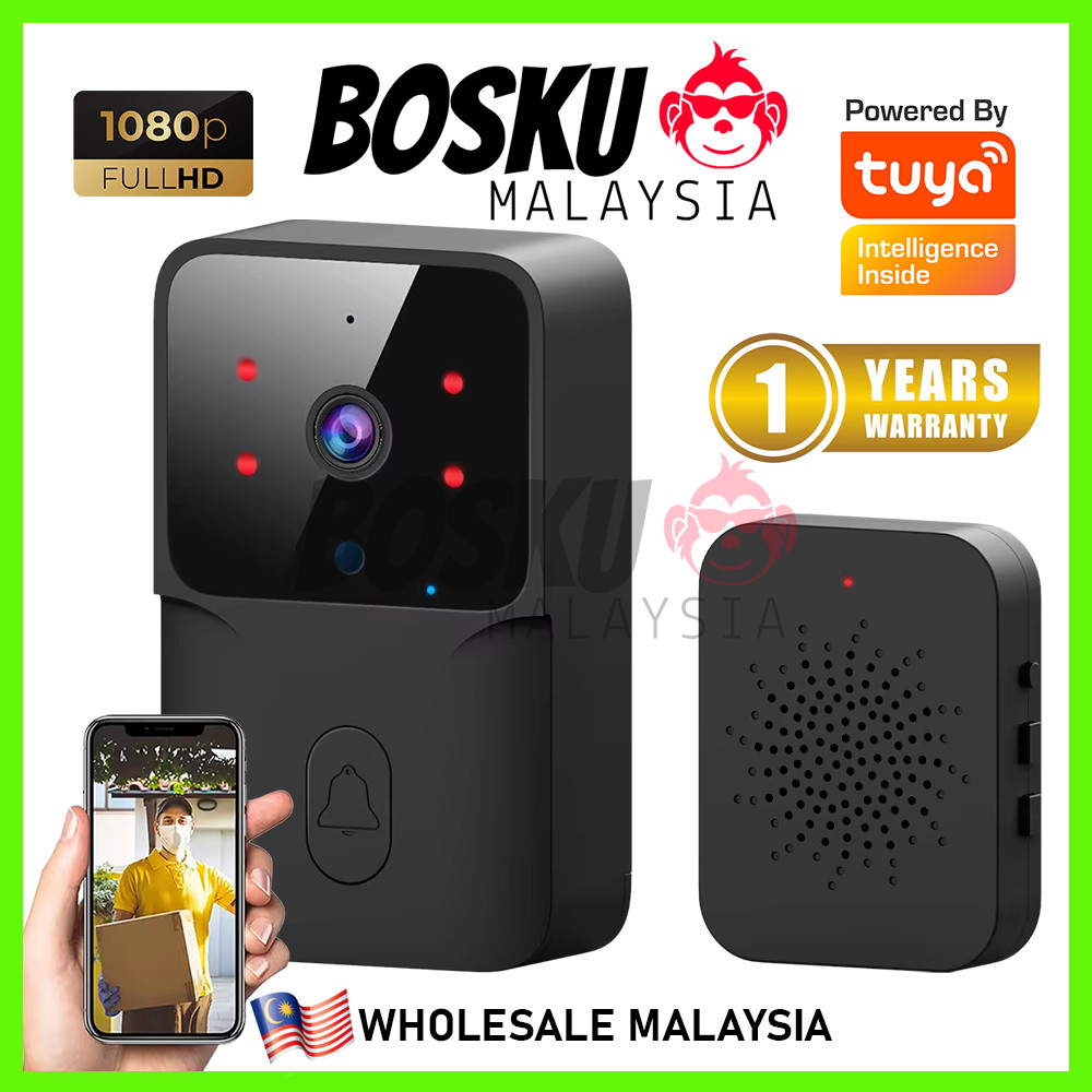 BOSKU 1080P Full HD Smart Door Bell CCTV Rechargeable Build-In Battery ...