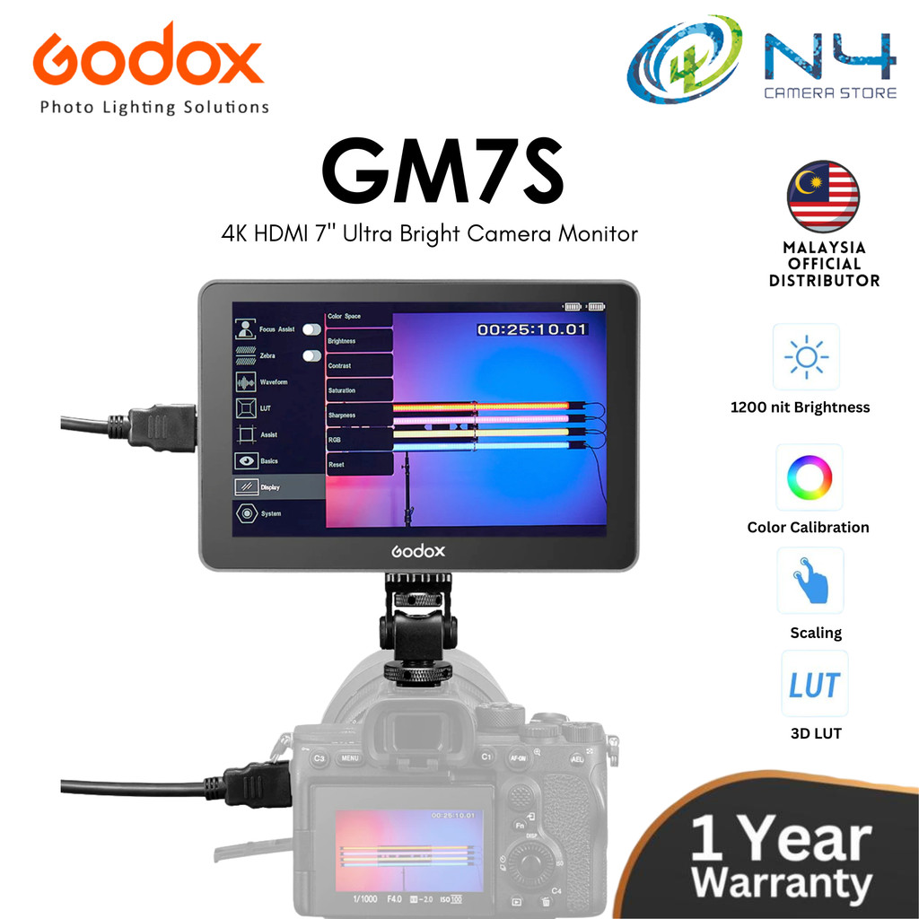 Godox GM7S 4K HDMI 7’’ Ultra Bright Camera DSLR Monitor 3D LUT Touch ...