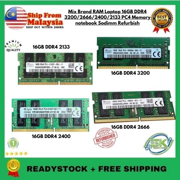 Mix Brand RAM Laptop 16GB DDR4 3200/2666/2400/2133 PC4 Memory notebook ...