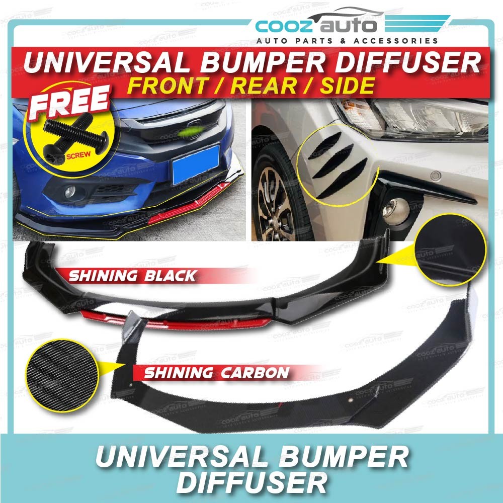 Universal Car Front Side Rear Skirt Canard Bumper Diffuser Kit Myvi ...