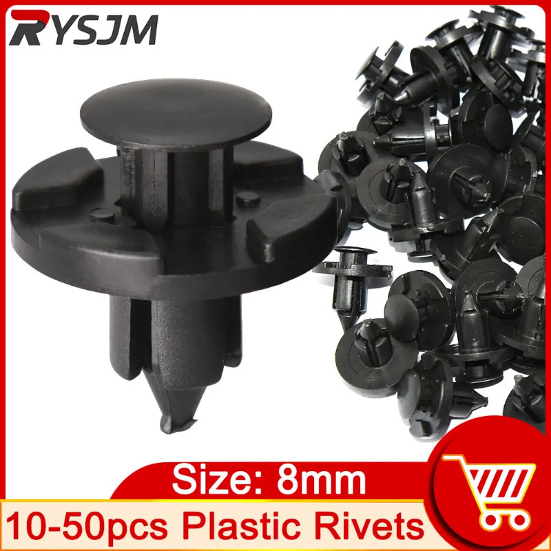8mm Hole Door Rivet Plastic Clip 10/50pcs Fasteners Black Cars Lined ...