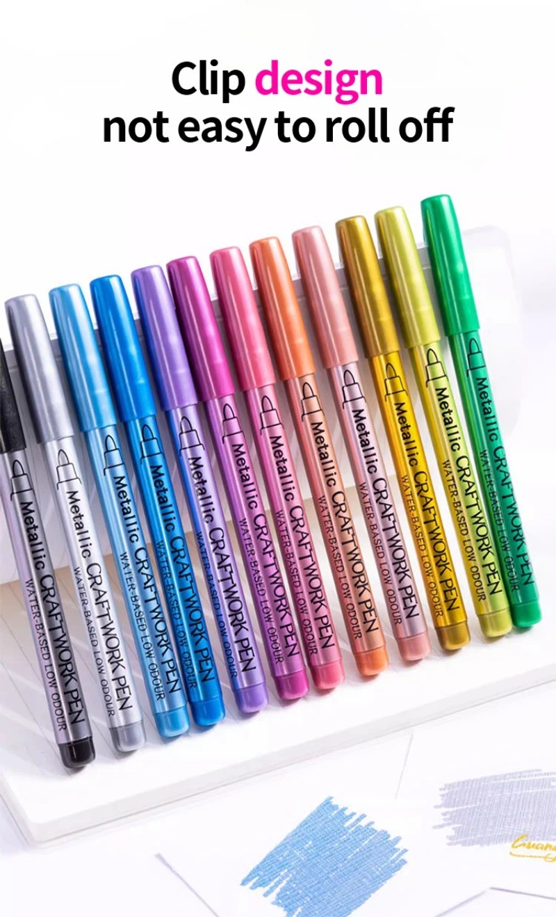 GuangNa 12/24 Vibrant Colors Metallic Paint Markers Pens Soft Hard Tips Graffiti Ceramic Wood ...