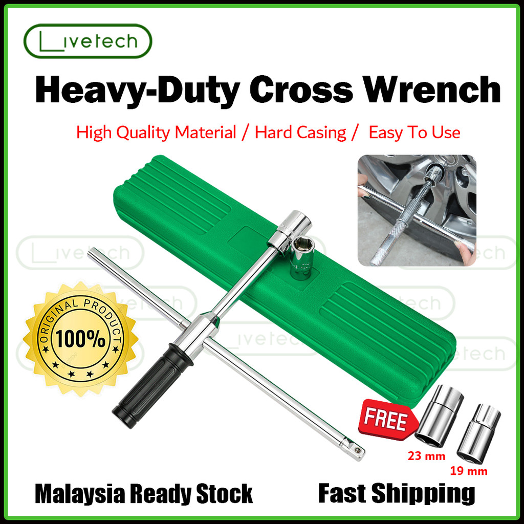 LiveTech Heavy Duty Cross Wrench Tire Opener 19MM 23MM Car Truck Lug ...