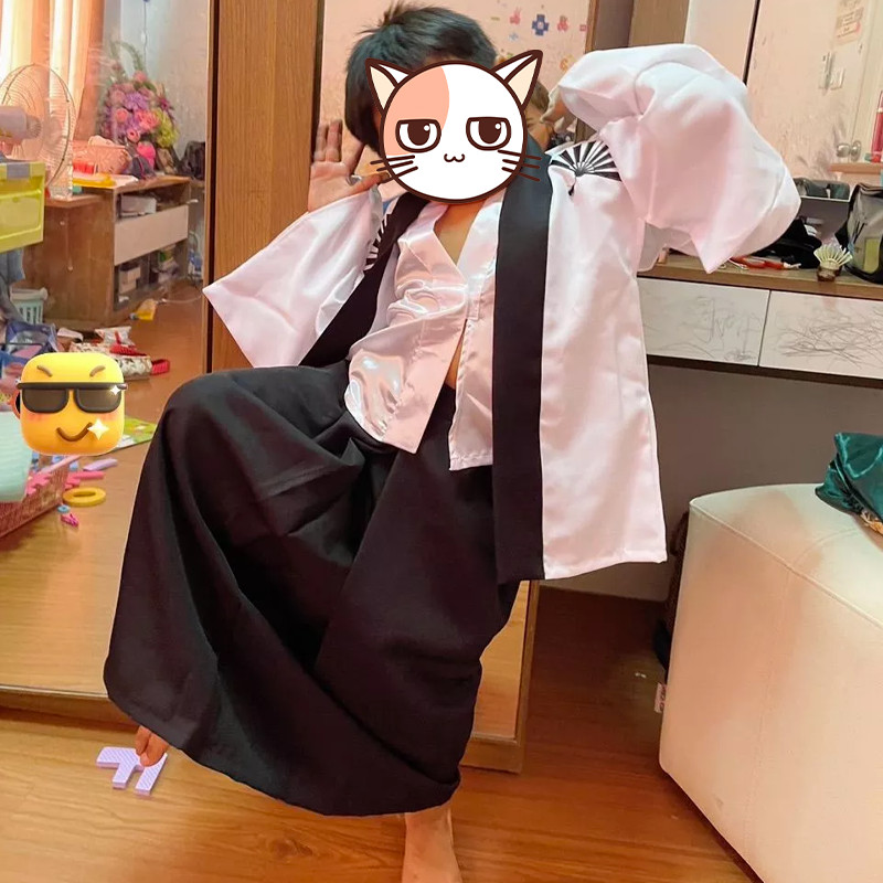 Martial Arts Inspired Black White Kimono Set For Kids Boy Girl Yukata ...