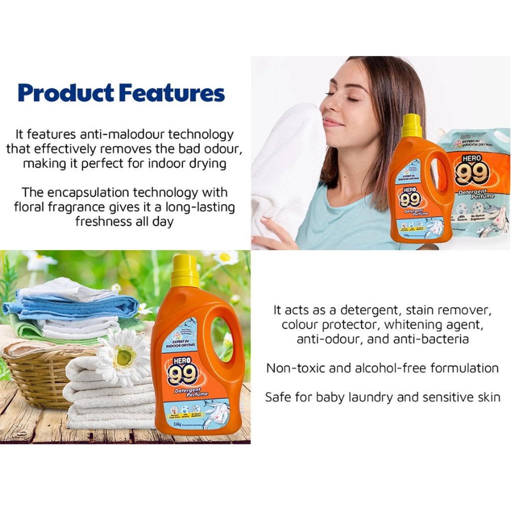 🇲🇾FREE RM50 VOUCHER🎁MLQ HERO 99 Liquid Detergent Perfume Fabric ...