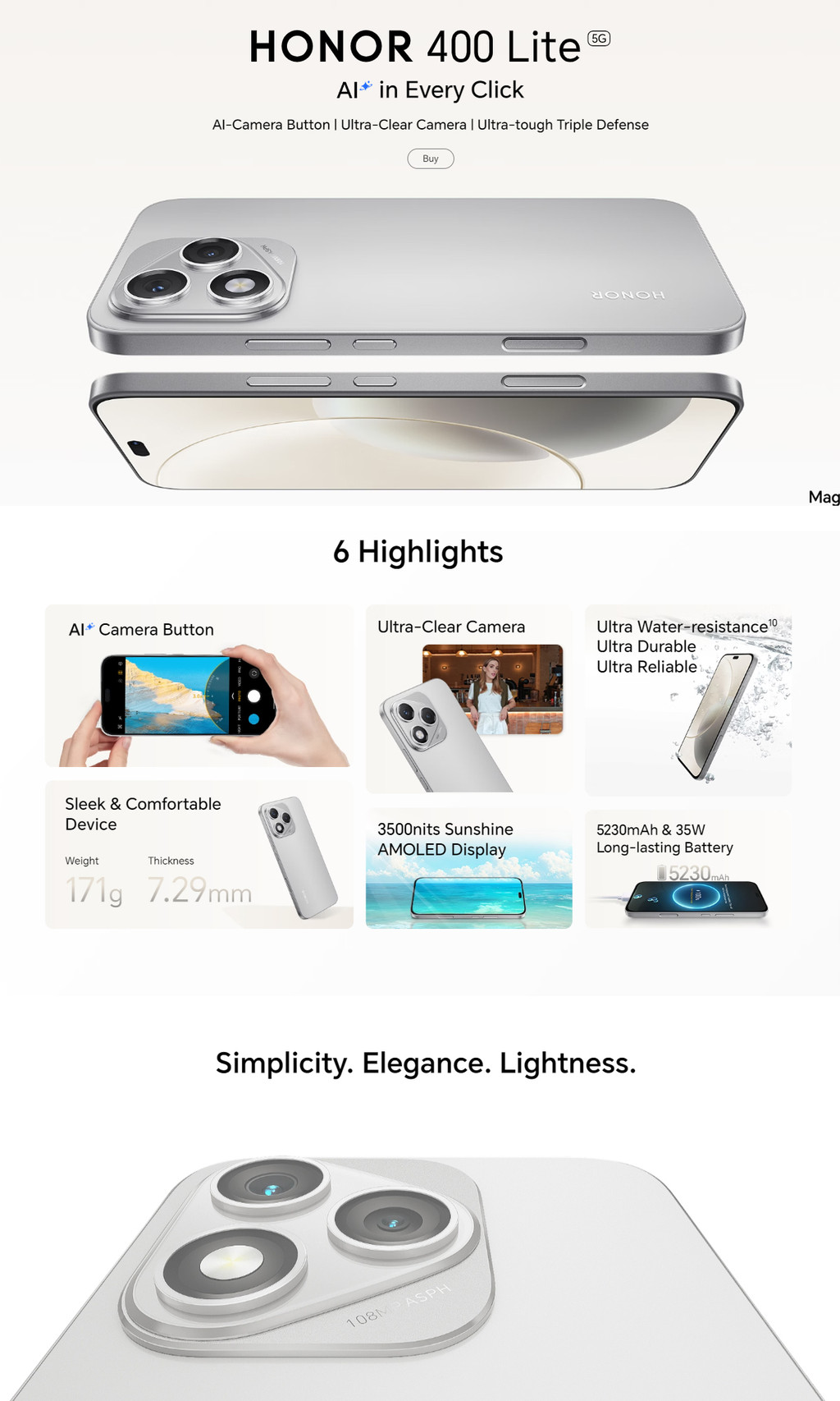 Honor 400 Lite 5G Smartphone | Mediatek Dimensity 7025 Ultra | 6.7" AMOLED Display | Dual Cam ...