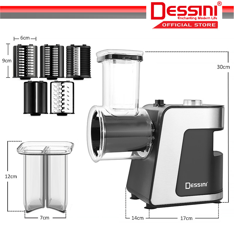 DESSINI ITALY Electric Vegetable Fruit Slicer Spiralizer Cutter Chopper ...