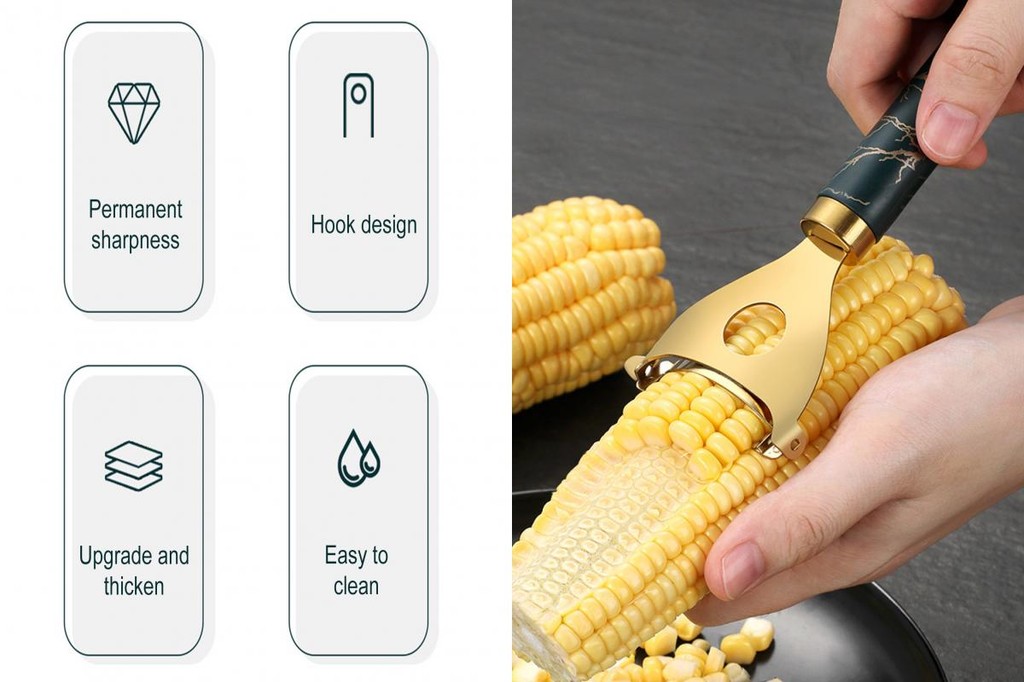 livecity| Stainless Steel Corn Peeler Corn Cob Stripper Tool Easy-to ...