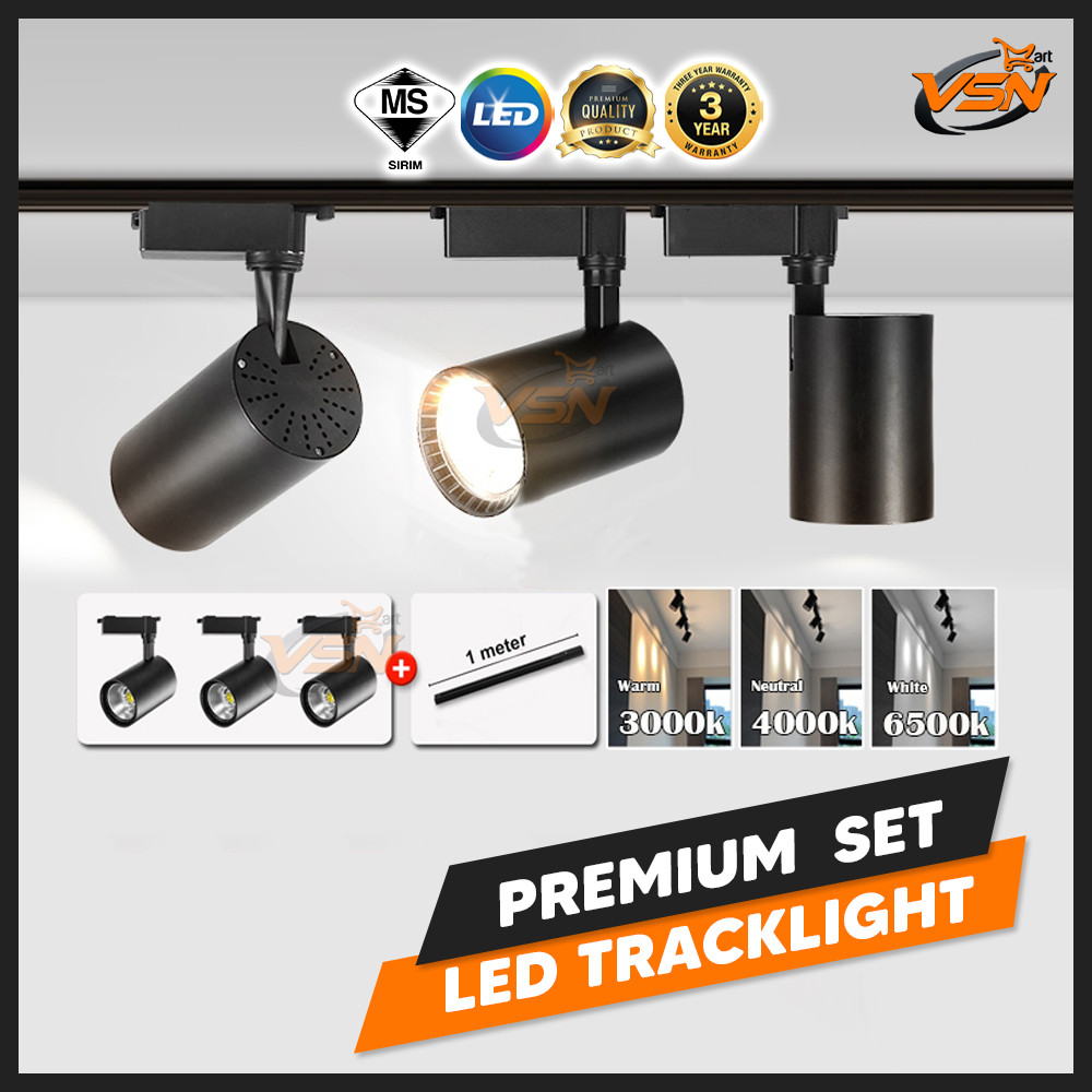 15W FULLSET LED Rail Dan Lampu TRACK LIGHT Spotlight Ceiling Light ...