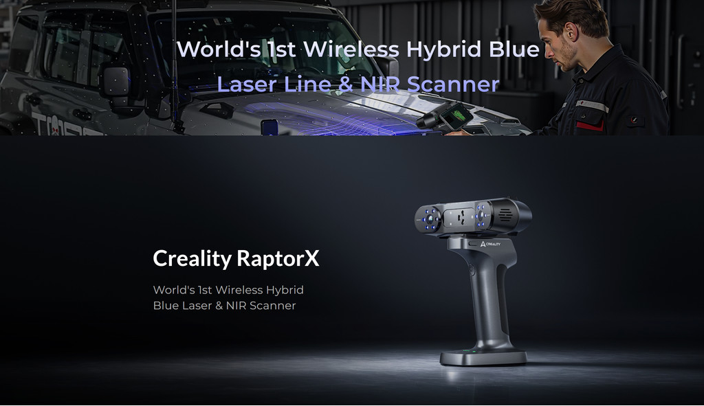 Creality CR Scan Raptor X, Portable Wireless Scanner 0.02mm Accuracy ...