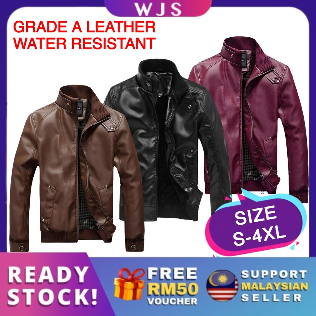 🇲🇾FREE RM50 VOUCHER🎁 MLQ Quality Fashion Man Leather Jacket Slimfit ...