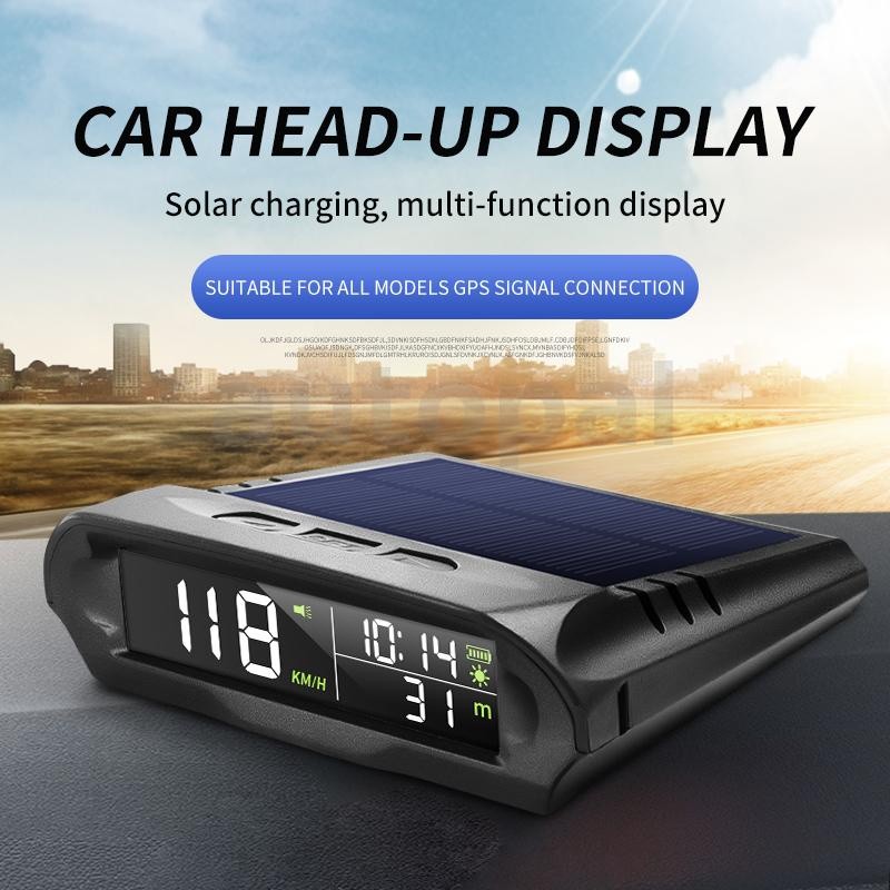 Universal Solar Power Digital GPS Car Speedometer Wireless HUD Display ...
