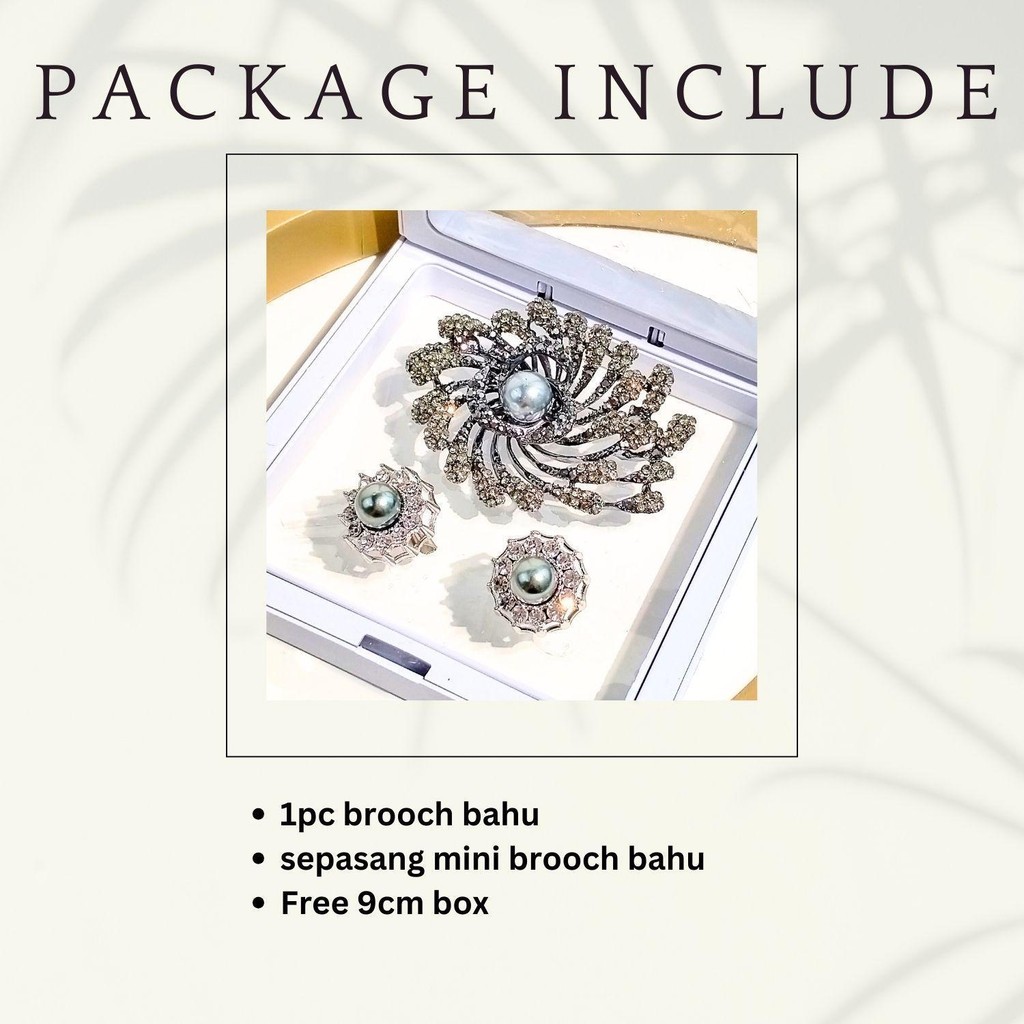 Arinna Shoulder Brooch Mutiara With Box 3in1 Set Tudung Hijab Pin Bahu ...