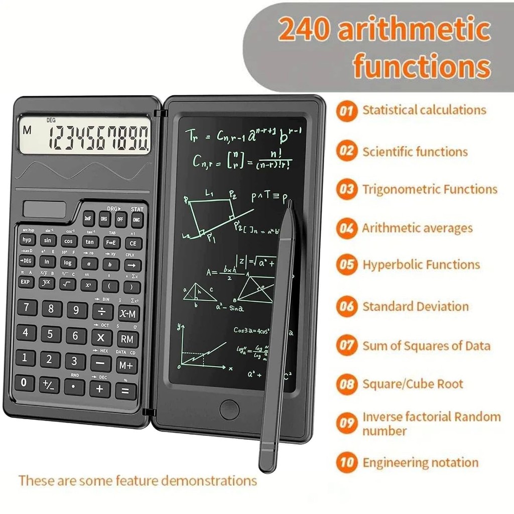 Scientific Calculator LCD Writing Pad Foldable Kalkulator Notepad ...