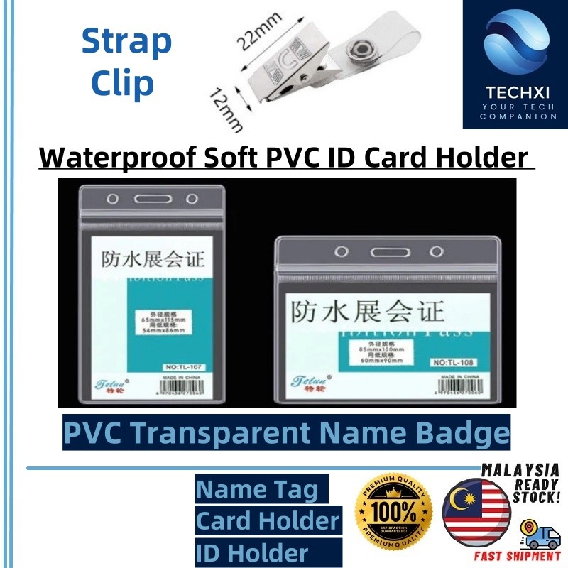 PVC Transparent Name Badge / Name Tag / ID Card Holder Waterproof with ...