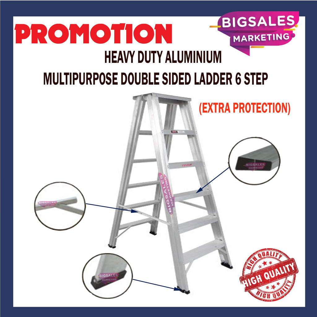 6 Steps BIGSALES Aluminium Double Sided Ladder / Tangga 6 Steps ...