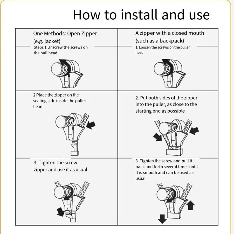 5-20Pcs Zipper Repair Tools Kit Universal Instant Zipper Pullers Free ...