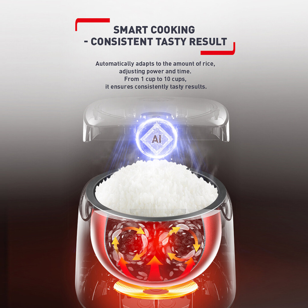 Tefal RK736B Easy Rice Fuzzy Plus Logic Rice Cooker 1.8L AI Smart Cooking Technology RK736B ...