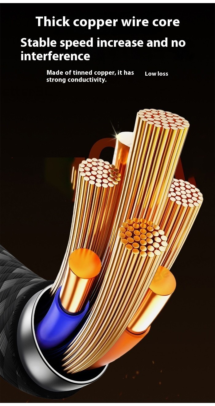 240W Transparent ultra fast charging usb data cable 10A Zinc alloy ...