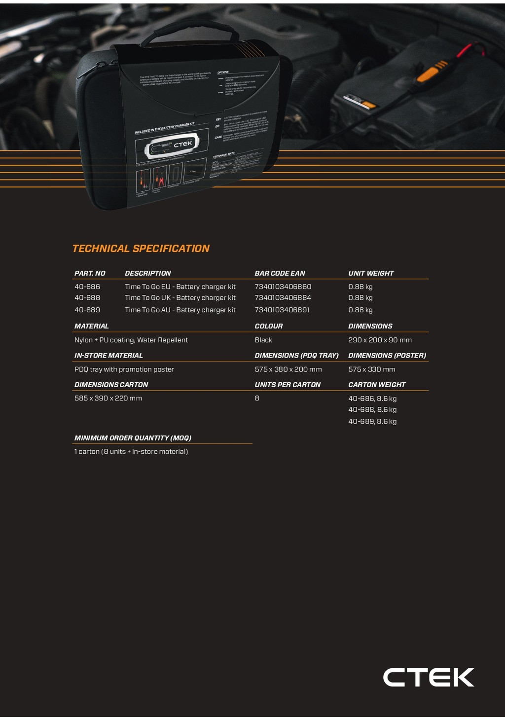 CTEK CT5 TIME TO GO Smart Car Battery Charger 6 in 1 Value Pack ...