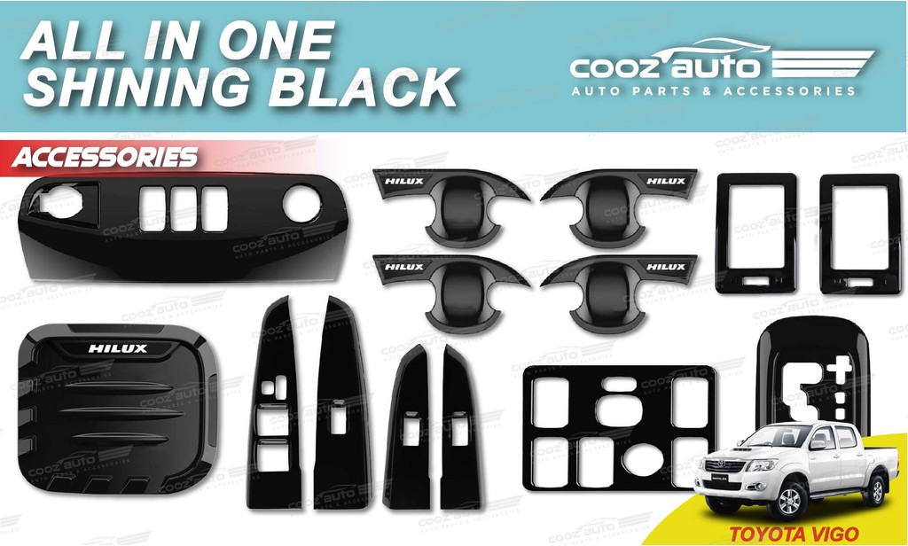 Toyota Hilux Vigo Car Shining Black Handle Fuel Tank Steering Vent ...