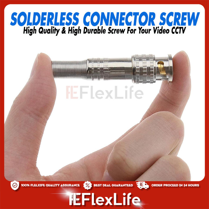 BNC Spring Solderless Connector for CCTV Camera Video Male Screw Type ...