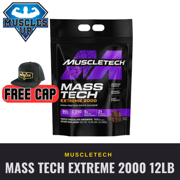 【AUTHENTIC】MuscleTech Mass Tech Extreme 2000 12Lbs - Gym Protein Mass ...