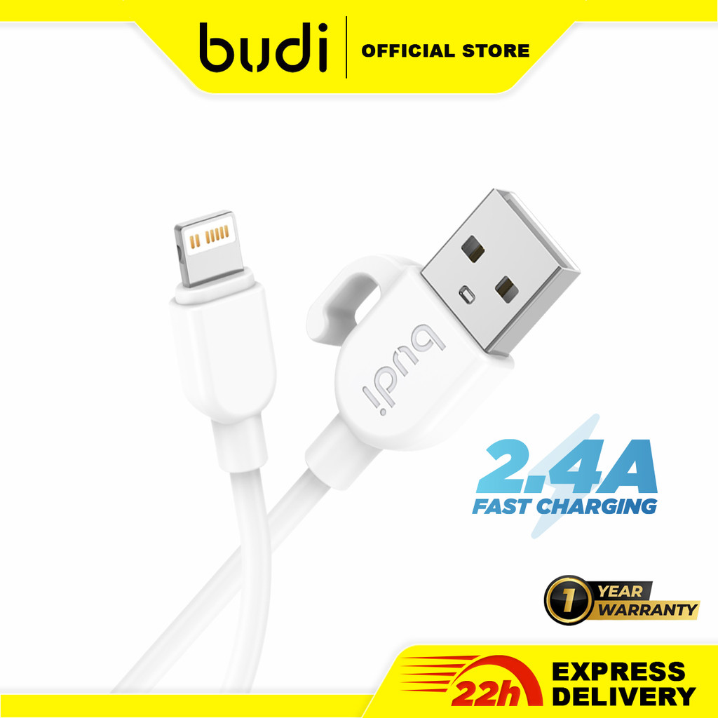 Budi Cable 2.4A Fast Charging USB Data Cable For Iphone 7 8 Plus 11 Pro ...
