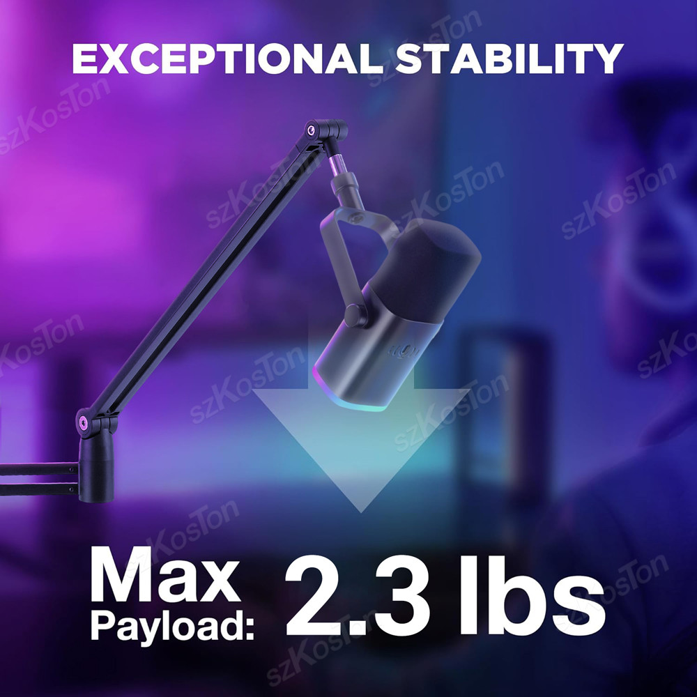 Adjustable Microphone Boom Arm Extended Riser with Cable Management Low ...