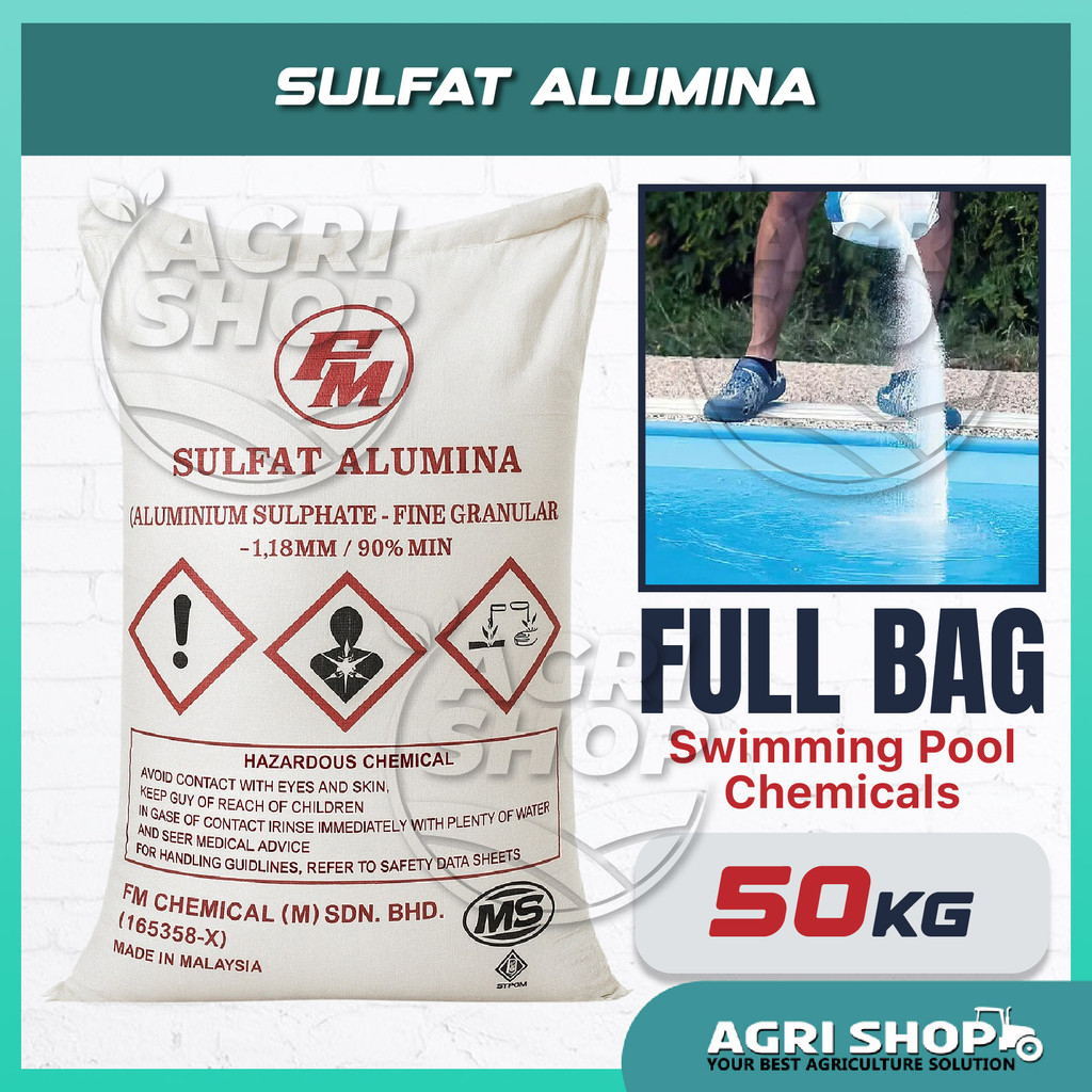 (FULL BAG) Agrishop Sulfat Alumina 50KG Aluminium Sulphate Tawas Alum ...
