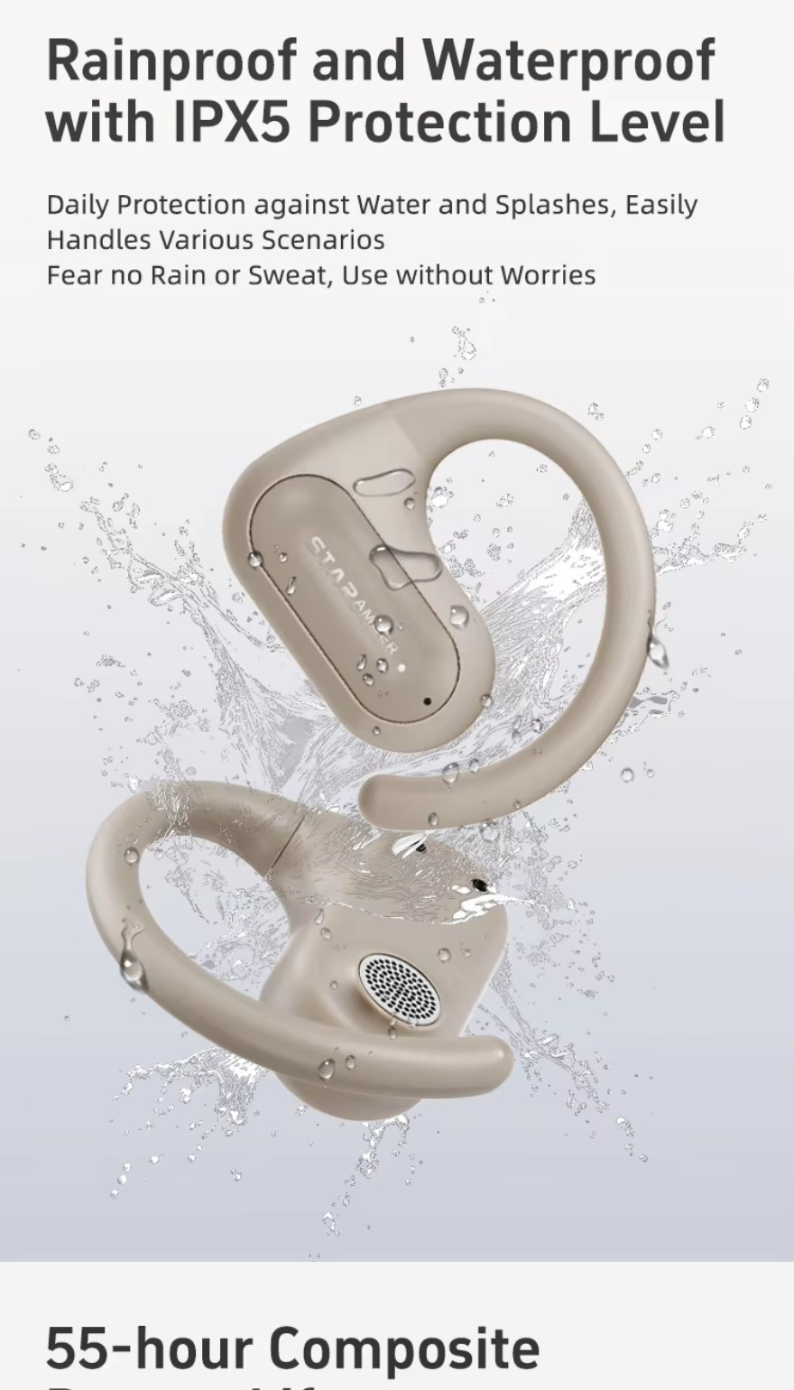 Roseselsa Star Amber, Open-Ear Headphones: LDAC Hi-Res, 9H Playtime ...