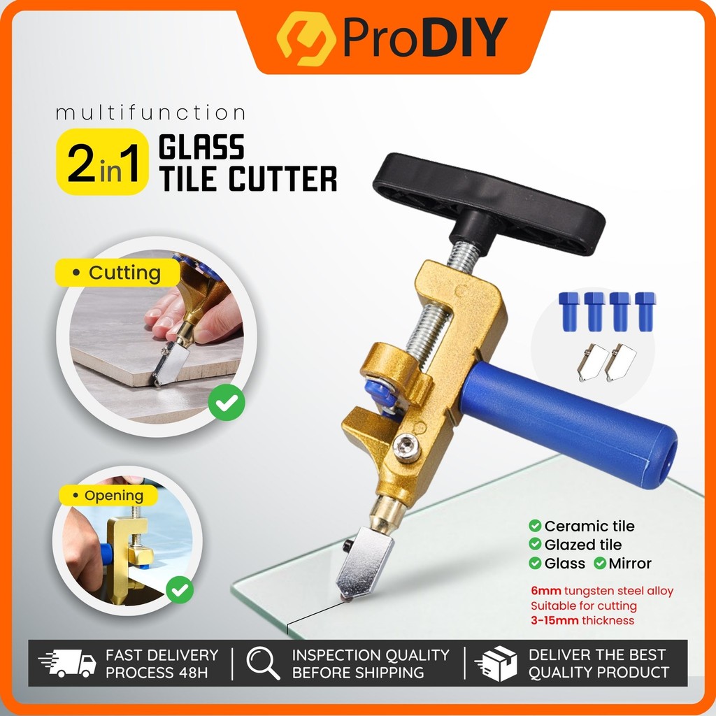 2 in 1 Manual Glass Cutter Set Multifunction Ceramic Mirror Tile Cutter ...