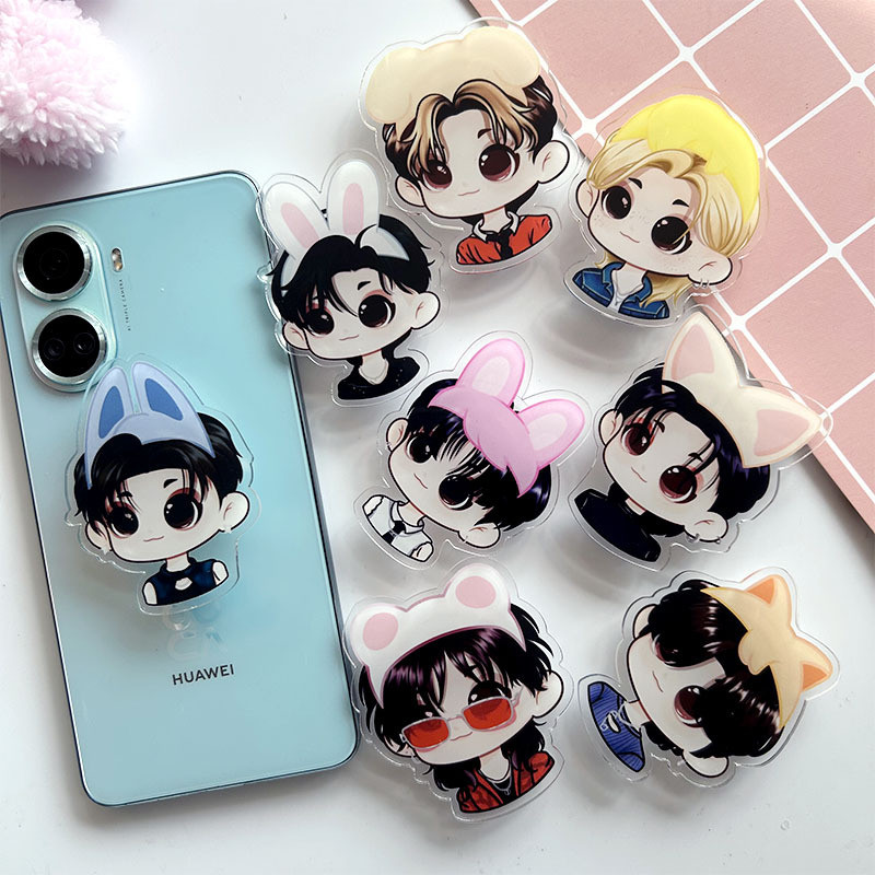 Kpop Stray Kids Cartoon Acrylic Cell Phone Holder Retractable Holder ...