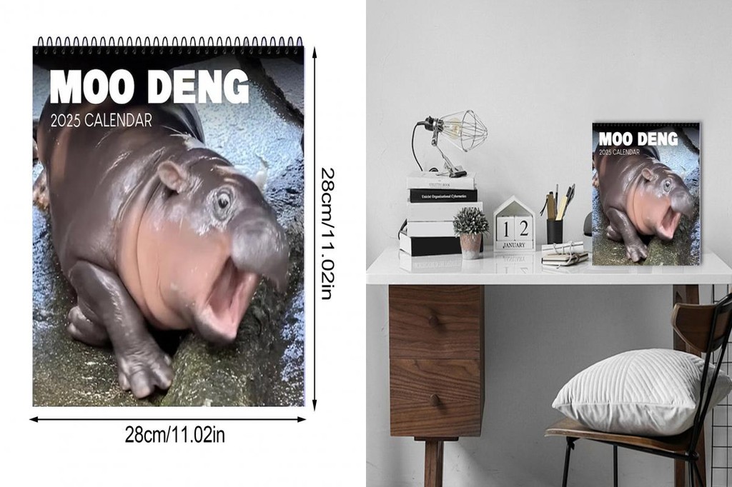 greensea| Adorable Animal Calendar 2025 Cute Pygmy Hippo Wall Calendar ...