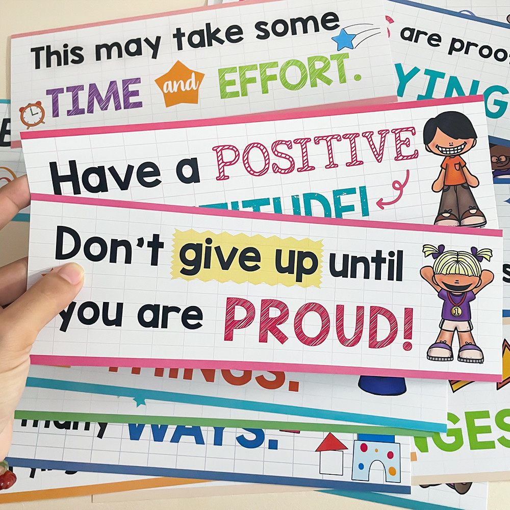 16 Pcs Growth Mindset Motivational Posters Kindergarten Classroom ...