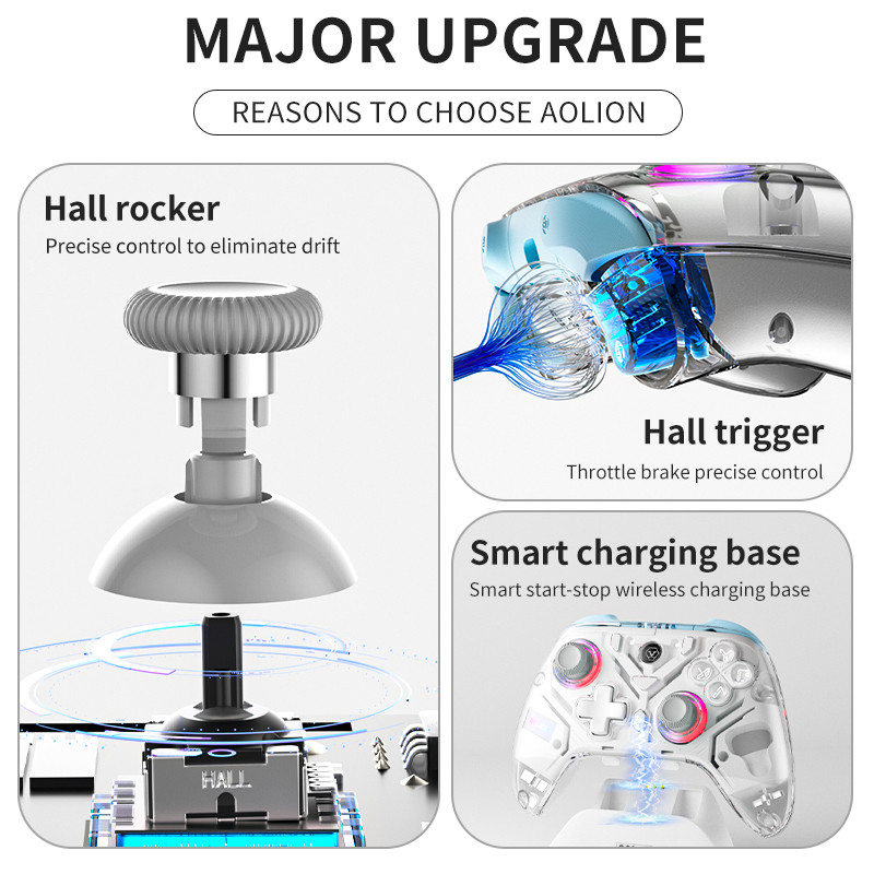 Aolion K10 Gaming Controller With Charging Dock RGB Wireless Gamepad ...
