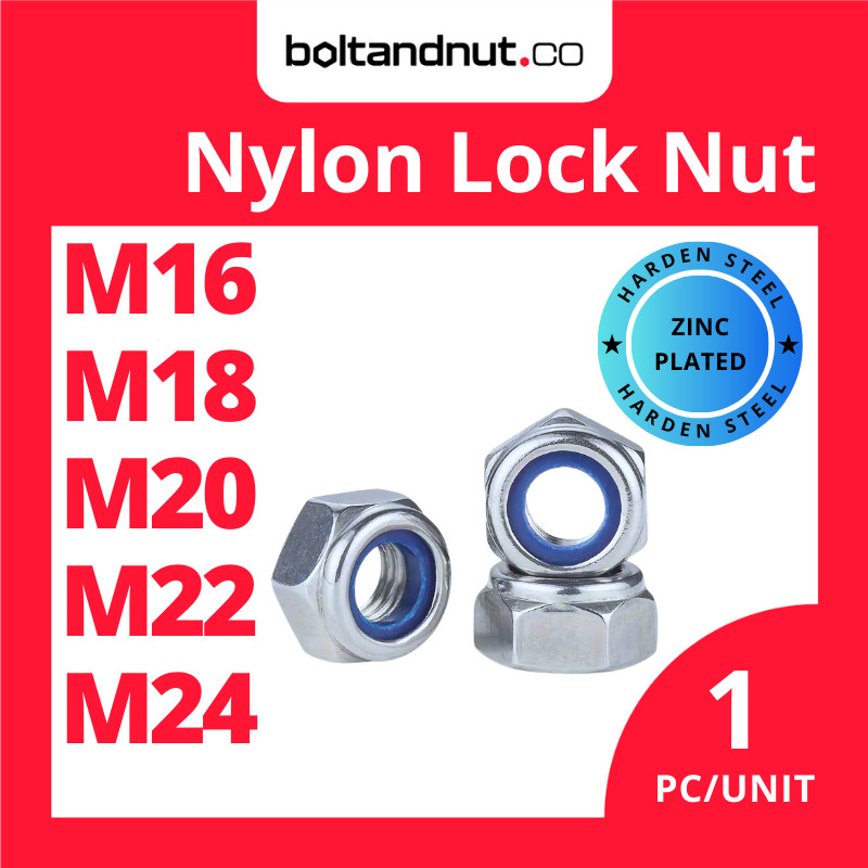 Nylon Lock Nut DIN985 | Zinc Plating | M16 M18 M20 M22 M24 | Nyloc Nut ...