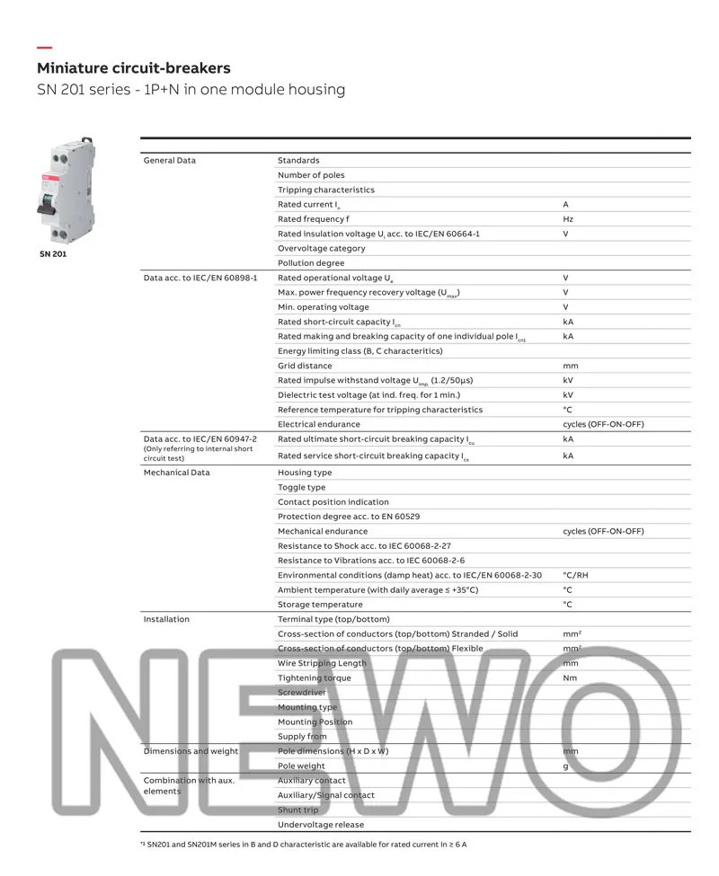 Original ABB Miniature Circuit Breaker SN201L Series C Type 1P+N 6A 10A 16A 20A 25A 32A | Shopee ...