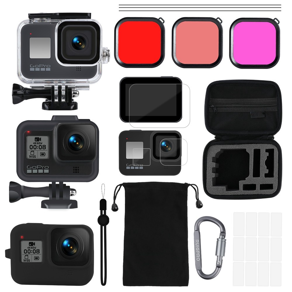 in stock Gopro Accessories Set go pro hero 8 kit case Tempered film ...