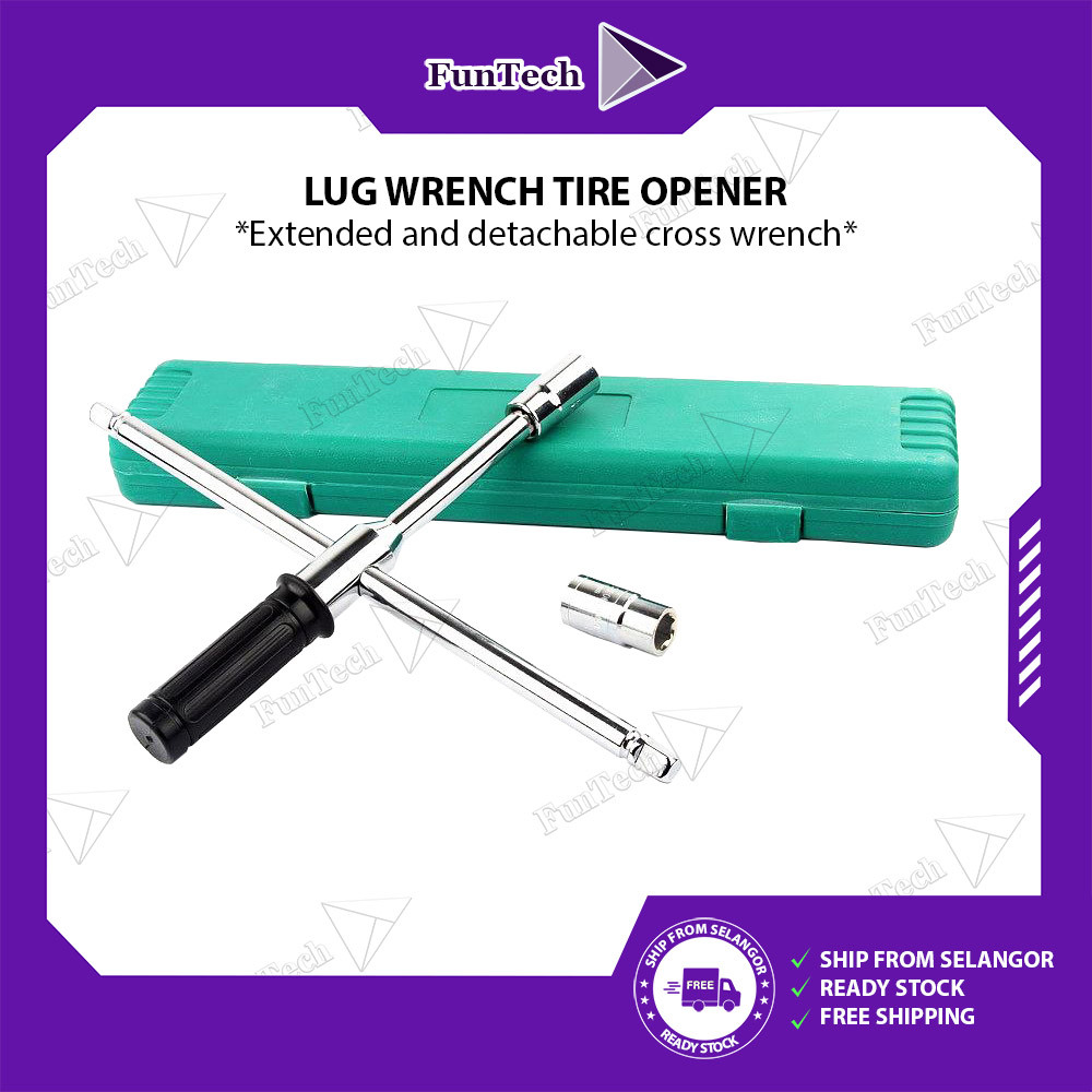 FunTech Heavy Duty Cross Wrench Tire Opener 19MM 23MM Car Truck Lug ...