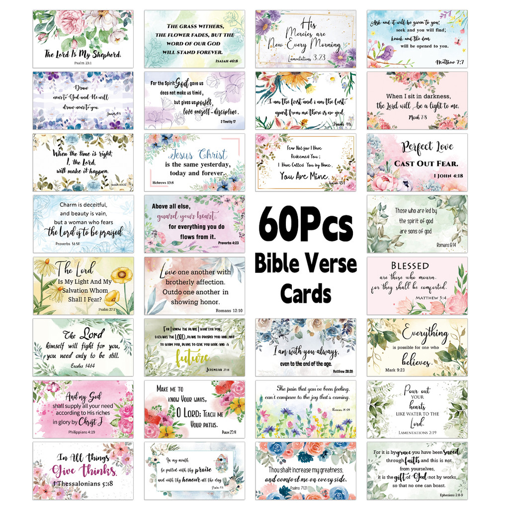 60Pcs Bible Scripture Cards Inspirational Quote Cards Christian Gifts ...