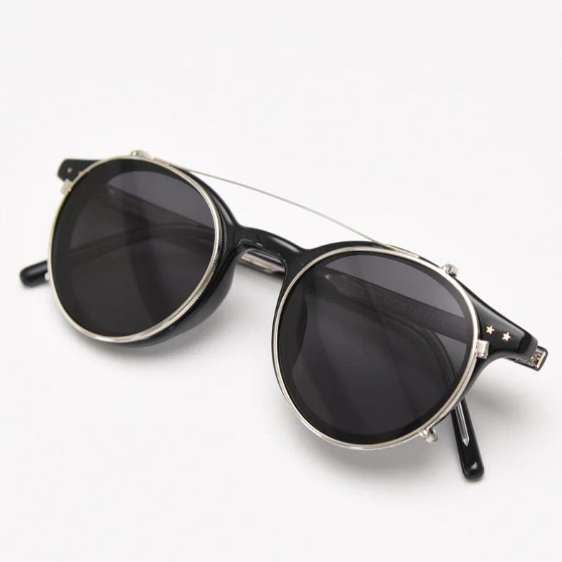 Polarized Clip Glasses Frames Vintage Round Optical Spectacles Frames ...