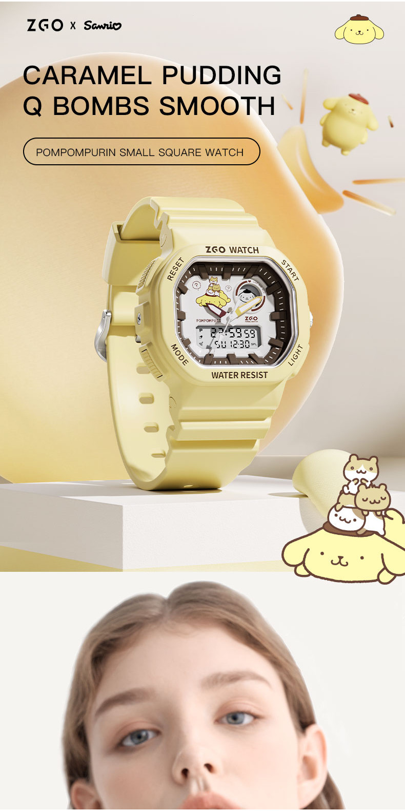 ZGO x Sanrio PomPomPurin Watch For Kids Girls boys Waterproof Luminous ...