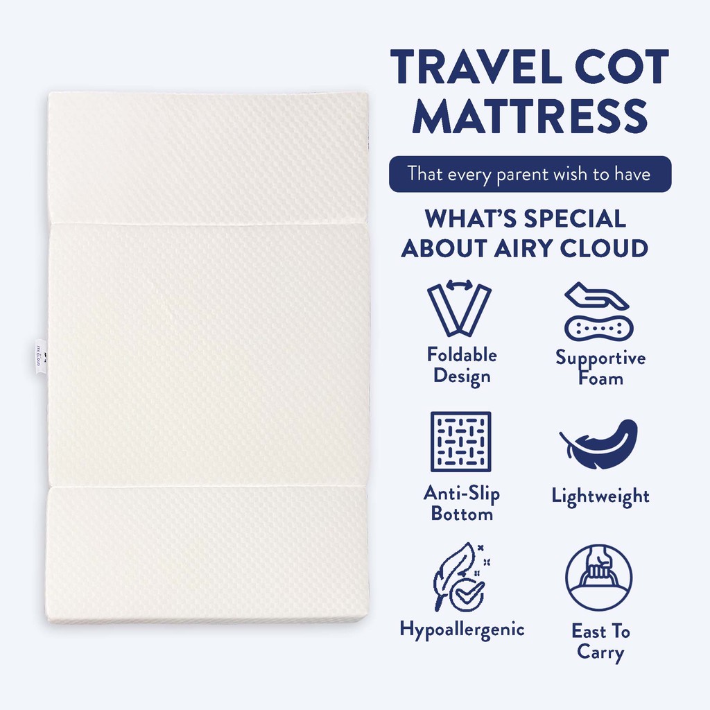 Airy Cloud Foldable Baby Mattress (96cm x 64cm x 4cm) | Shopee Malaysia