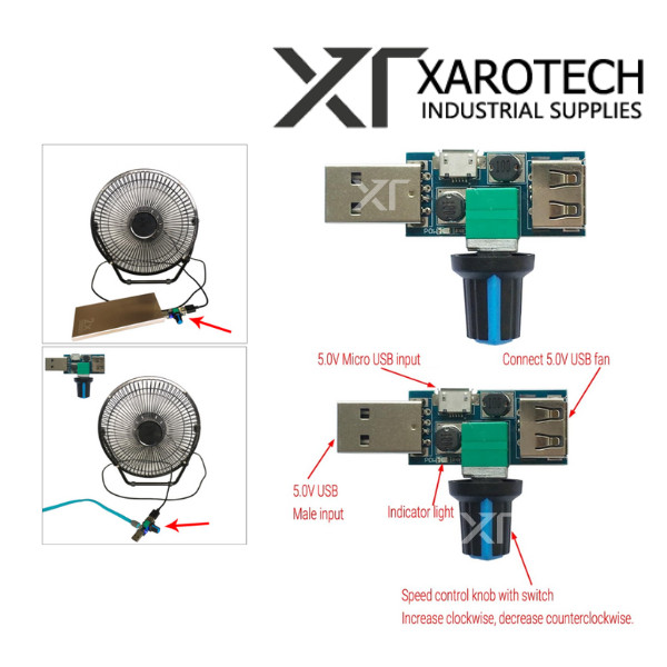 USB Fan Speed Controller Module Reducing Noise Multi-stall Adjustment ...