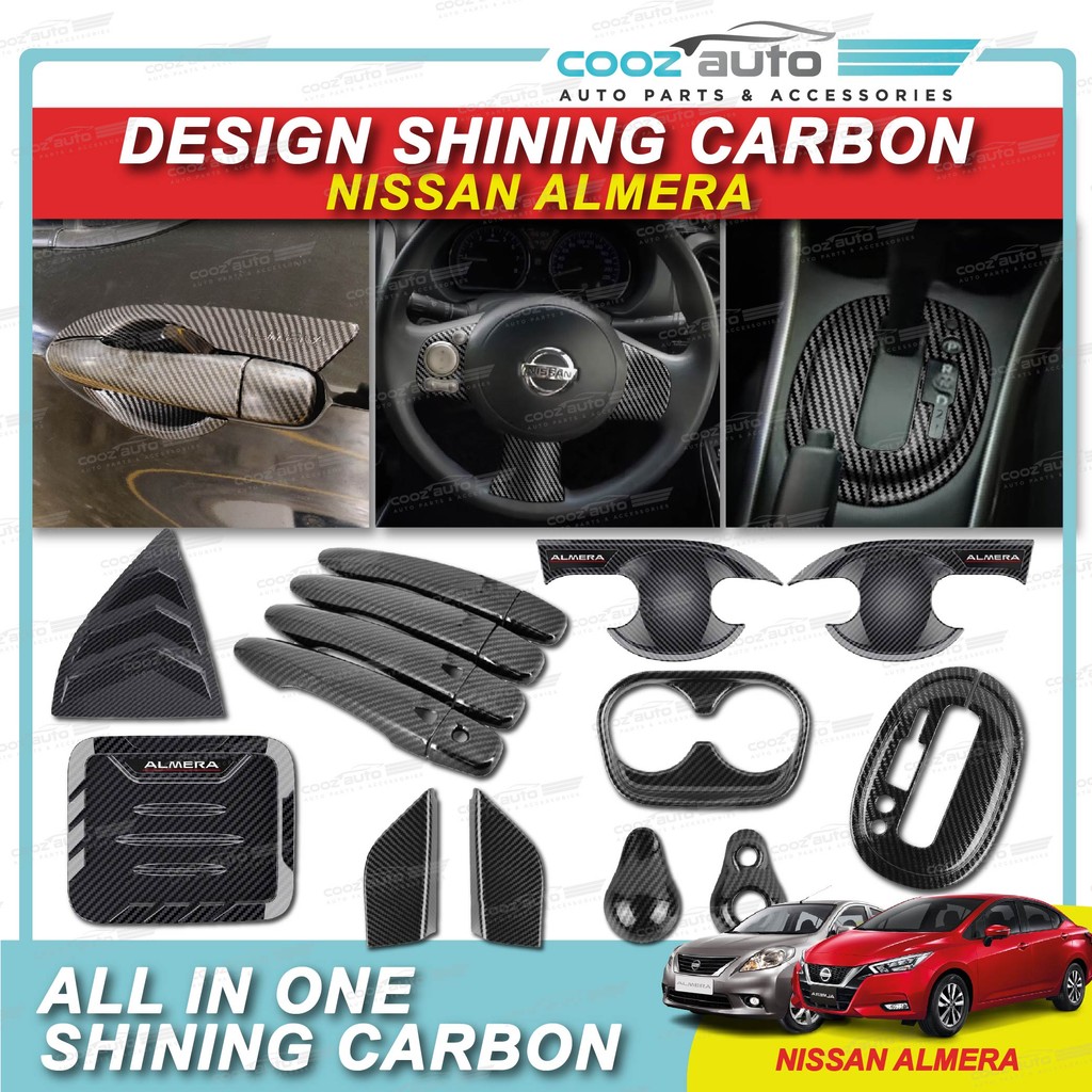 Nissan Almera Shining Carbon Car Steering Door Bowl Handle Switch Fuel ...