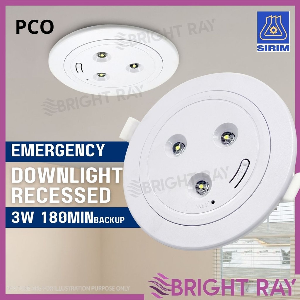 PCO Mini LED Emergency Light Recessed Downlight Emergency 3W Backup ...