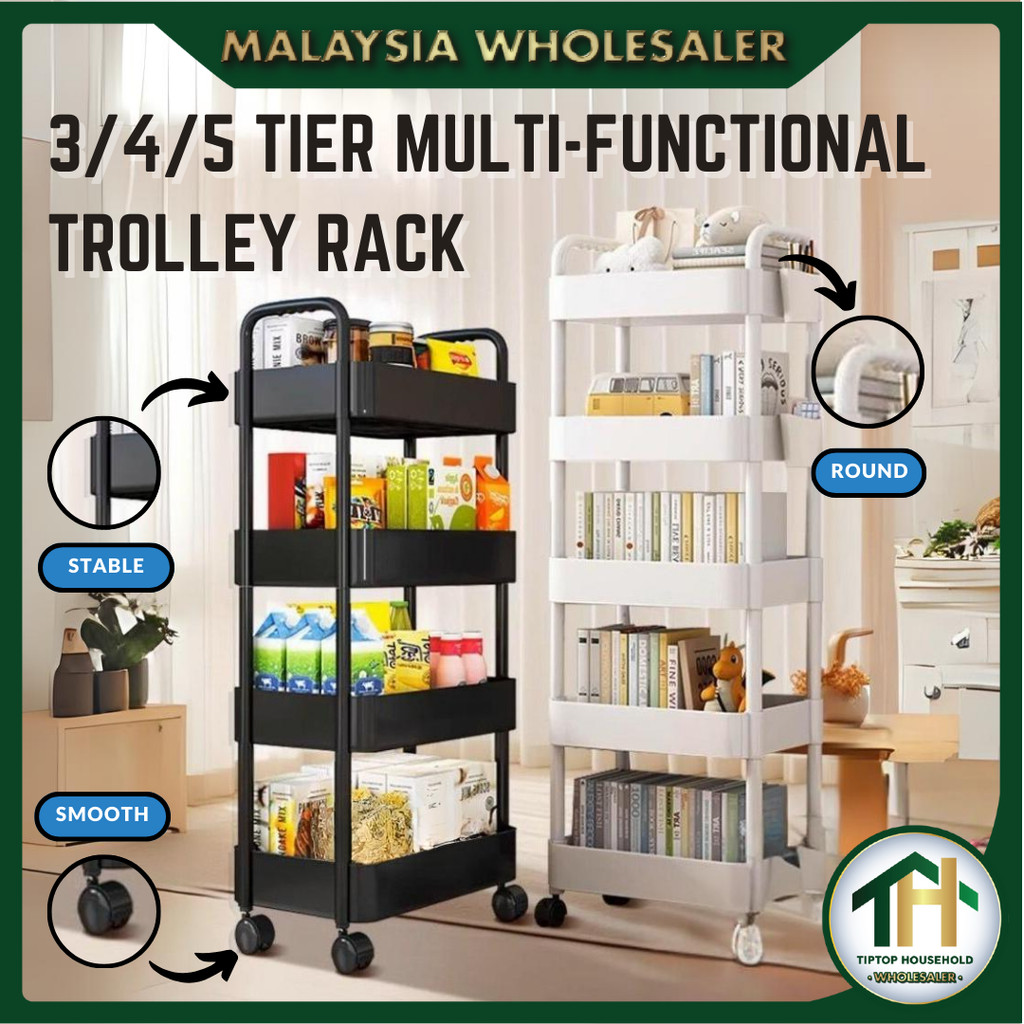 【TIPTOP】5Tier Trolley Rack Kitchen Storage Rack Troli Rak Dapur Kitchen ...